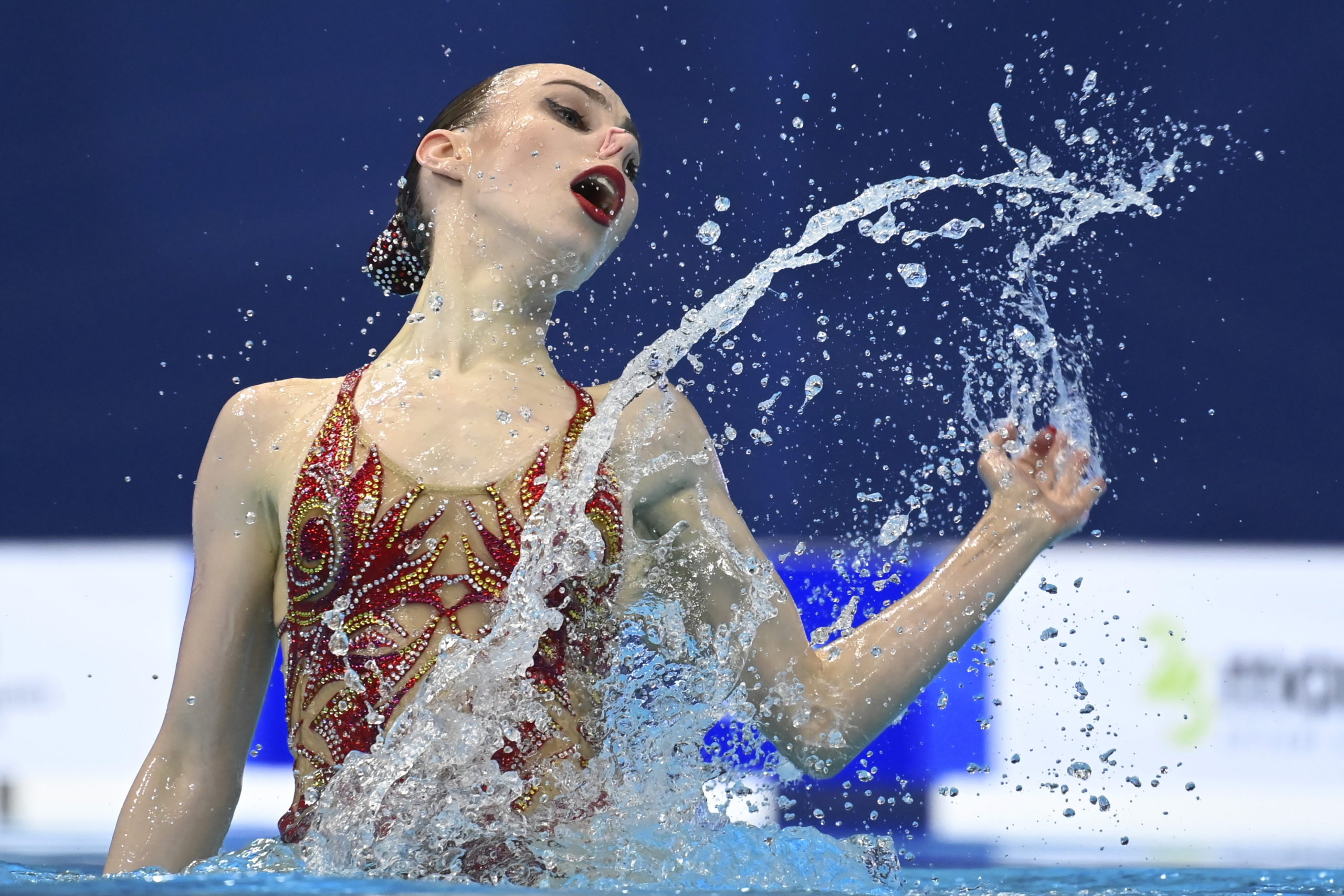 Vasilina Khandoshka of Belarus competes in final of artistic swimming ...